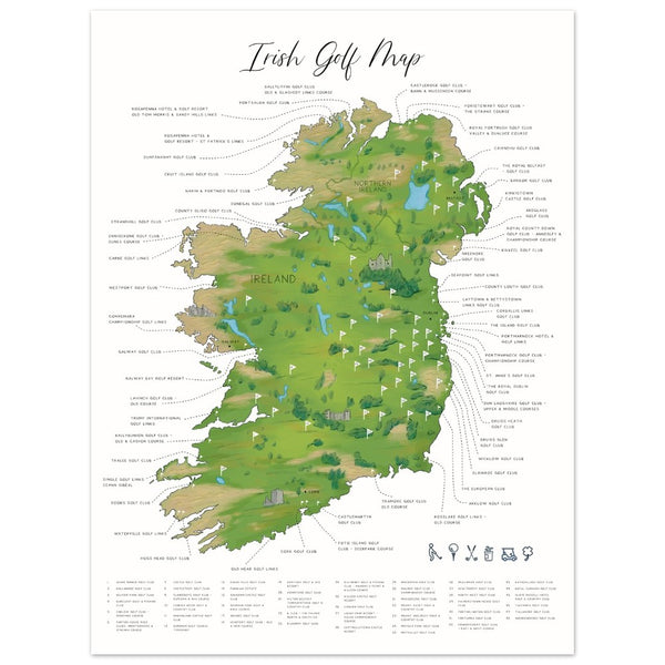 Irish Golf Map Poster Print – Sander Maps